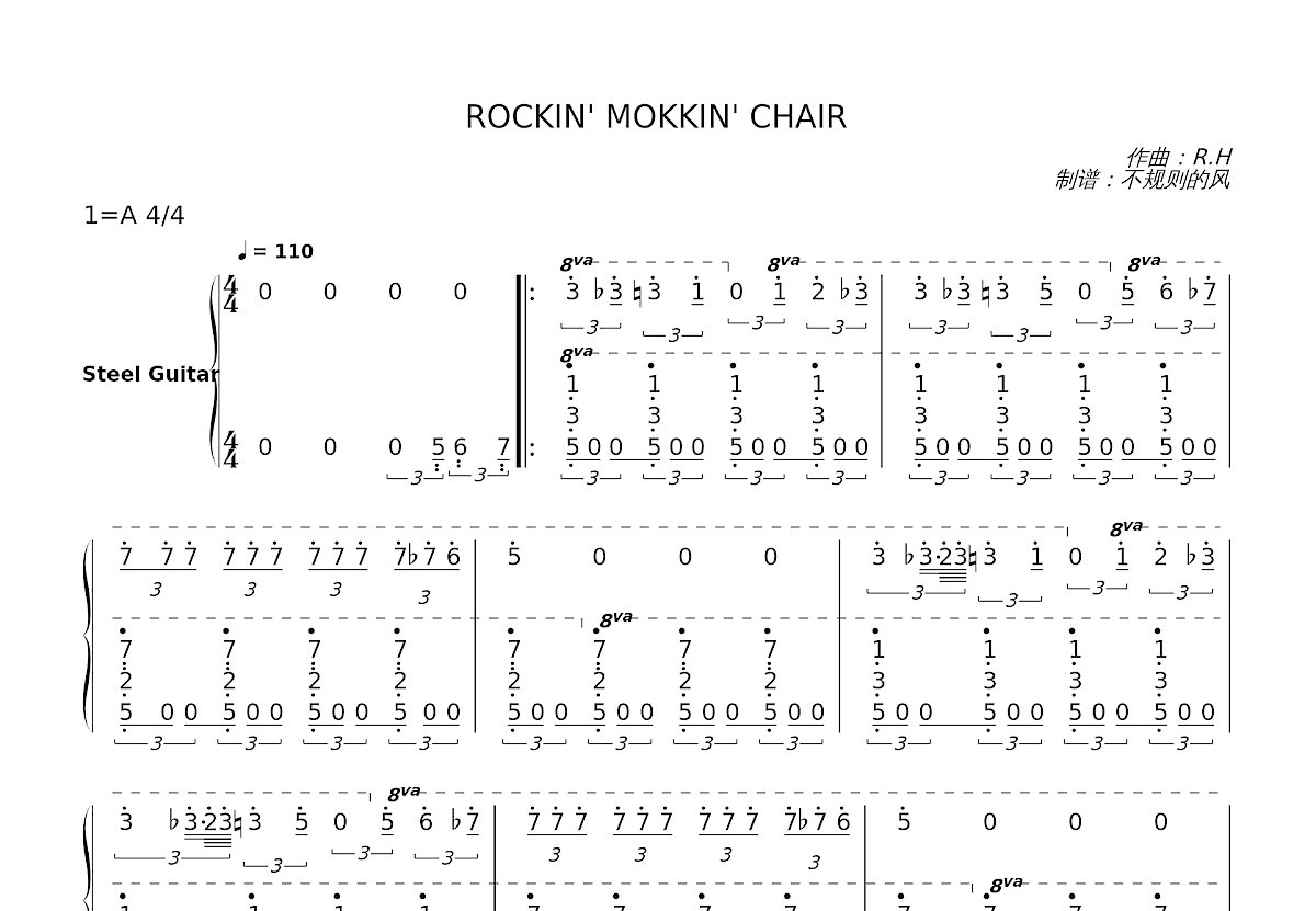ROCKIN' MOKKIN' CHAIR钢琴谱_R.H_A调独奏 - 吉他世界